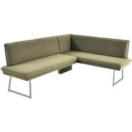 K+w Komfort & Wohnen K+W Komfort & Wohnen Eckbank mit Sattlernaht und schmaler Kufe, langer Schenkel rechts oder links gr&uuml;n B/H/T: 86cm x 60cm, Flachgewebe Q2 2250, langer