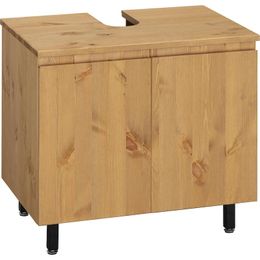 OTTO products Waschbeckenunterschrank &raquo;Fjonn&laquo; Kiefer, Breite 60 cm, Massivholz mit pflanzlichem Bio &Ouml;l behandelt beige Massivholz B/H/T: 60cm x 57cm x