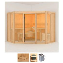 Karibu Sauna &raquo;Astrid 2&laquo; Set, Ofen 9 kW integr. Strg beige Saunaofen, integrierte Steuerung, 9 kW