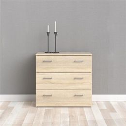 Home Affaire Kommode &raquo;Space, Mit viel Stauraum, graue Stangengriffe, einfache Selbstmontage&laquo; Mit 3 Schubladen, grauen Griffen, modern, B: 74,1 x H: 