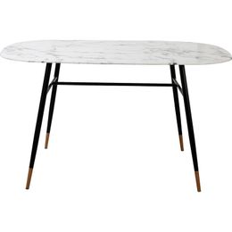 M&ouml;bilia Esstisch &raquo;Alannah&laquo; Tischplatte in Marmoroptik schwarz-wei&szlig; Platte Glas in Marmoroptik, Gestell pulverbeschichtetes Metall B/H/T: 140cm x 77cm x 90cm