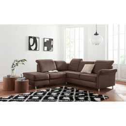 Sit & More sit&more Ecksofa &raquo;Darwin L-Form&laquo; inklusive Federkern, wahlweise mit Kopfteilverstellung, Schlaffunktion braun B/H/T: 249cm x 221cm, Flachgewebe, 