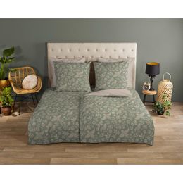 Good Morning Wendebettw&auml;sche &raquo;Odette&laquo; 2 100% Baumwolle, Renforc&eacute;, Rei&szlig;verschluss, Wendeoptik, Bl&auml;tter gr&uuml;n Renforc&eacute;, Obermaterial: 100% Baumwolle B/L:
