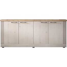 OTTO home Sideboard &raquo;Country Breite 211 cm, Kommode mit 4 T&uuml;ren, Anrichte im&laquo; Landhausstil, viel Stauraum, mit Metallgriffe, MDF Rahmen beige B/H/T: 
