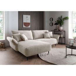 Home Affaire Ecksofa zwei verschiedene Fu&szlig;farben w&auml;hlbar beige 93% Polyester, 7% Polyamid B/H/T: 255cm x 94cm x 178cm, Cord, Recamiere links, 