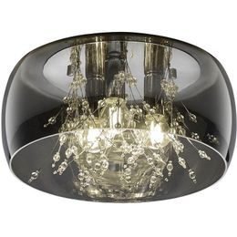 Trio Leuchten Deckenleuchte &raquo;Crystel&laquo; E14 1 Stk. warmwei&szlig; - kaltwei&szlig; Elegante Deckenlampe mit Glasschirm &Oslash; 34cm, exkl 3xE14 Leuchtmittel grau 3, &Oslash; 