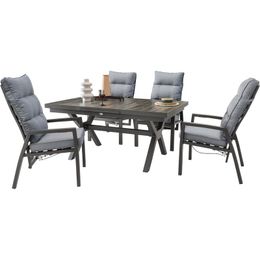 Destiny Garten-Essgruppe &raquo;GARDA 4 HL + Ausziehtisch 160/210x100cm, anthrazit&laquo; Set, 9 Stk. tlg. Aluminium, Keramikplatten grau B/H/T: 62cm x 67cm, Polyester, 