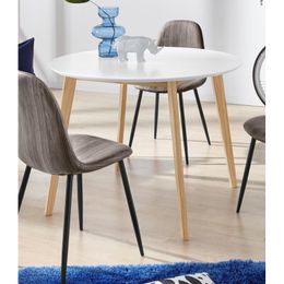 Otto Home Damen OTTO home Esstisch &raquo;Cody&laquo; Esstisch, K&uuml;chentisch, OTTOs Choice, Beine aus Massivholz, runde MDF-Tischplatte, in 2 Farbvarianten wei&szlig; B/