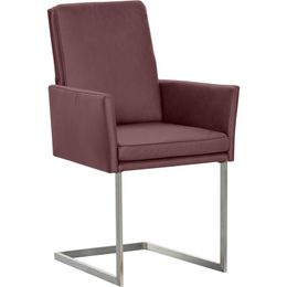 K+w Komfort & Wohnen K+W Komfort & Wohnen Armlehnstuhl () stabiles Hochkantrohr, Untergestell in Edelstahloptik oder schwarz rot B/H/T: 55cm x 96cm x 64cm, Leder CLOUD
