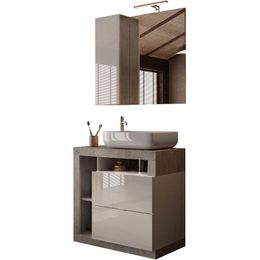 Welltime Badm&ouml;bel-Set &raquo;Hamburg, Badezimmerset 2tlg. Breite 79 cm, Badm&ouml;bel, Waschtisch inkl.&laquo; Spar-Set, 2 Stk. tlg. wei&szlig; B/H/T: 79cmcm x 190cmcm x 