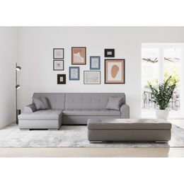 DOMO collection Ecksofa &raquo;TREVISO viele Bez&uuml;ge, auch in Cord, L-Form, 267x178 cm&laquo; mit Bettfunktion, inkl. Zierkissen, Unser Dauertiefpreis grau 95% 
