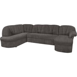 DOMO collection Wohnlandschaft &raquo;Pegnitz, zeitlos&modern, elegante R&uuml;ckensteppung, Breite 292cm, U-Form&laquo; wahlweise mit Bettfunktion grau 95% Polyester,