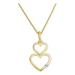 Firetti Damen Kettenanh&auml;nger &raquo;Schmuck Geschenk Gold 333 Halsschmuck Anh&auml;nger Herz&laquo; mit Brillant 0,01 P2 = erkennbare Einschl&uuml;sse, Diamanten Gelbgold 