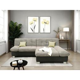 DOMO collection Ecksofa &raquo;100031 234x157 cm, kompakt, komfortabel & bequem, L-Form&laquo; whlw. mit Bettfunktion und Armteilverstellung grau 90% Polyester, 