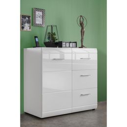 Germania Kommode &raquo;Adana&laquo; Breite 96 cm, verstellbare B&ouml;den, Hochglanz-Fronten, Made in Germany wei&szlig; Holzwerkstoff, MDF B/H/T: 96cm x 86cm x 39cm, 3 Stk
