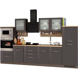 KOCHSTATION K&uuml;chenzeile &raquo;KS-Mailand&laquo; mit Elektroger&auml;ten, Breite 330 cm grau B/H/T: 330cm x 60cm