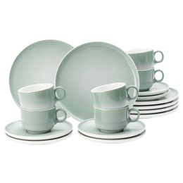 Seltmann Weiden Kaffeeservice &raquo;Sento Home, Geschirr-Set, 18-teilig&laquo; harmonisch geschwungene Form gr&uuml;n Porzellan 18 Stk.