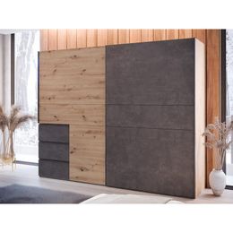 FORTE Schwebet&uuml;renschrank Schwebet&uuml;renschrank, Stauraum, Schubk&auml;sten, erh&auml;ltlich in 2 Dekoren grau Dekorfolie, Holzwerkstoff, Metall Artisan Eiche, B/