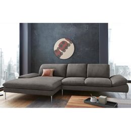 W.Schillig Ecksofa &raquo;enjoy&MORE, Designsofa, bequem, zeitlos und elegant, L-Form&laquo; mit Sitztiefenverstellung, F&uuml;&szlig;e Chrom gl&auml;nzend, Breite 340 cm grau 