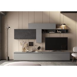Home Affaire Wohnwand &raquo;Infinity, 7tlg. Breite 276 cm, H&ouml;he variabel, Schrankwand, Anbauwand&laquo; grau Holzwerkstoff B/H/T: 276cmcm x 180cmcm x 40cmcm