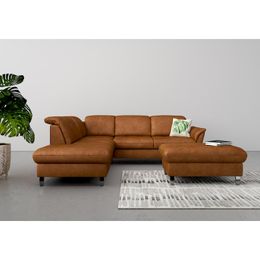 Sit & More sit&more Ecksofa &raquo;Maggiore L-Form&laquo; wahlweise mit Kopfteilverstellung, Schlaffunktion und Stauraum braun 100% Polyester B/H/T: 261cm x 88cm x 224cm, 