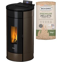 FreePoint Pelletofen &raquo;Globe airtight&laquo; 352 W, 230 V braun Mit automatischer, stufenloser Regelung und WI-FI ready (optionales KIT)