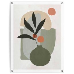 Reinders Poster &raquo;Vase mit Blumen&laquo; Outdoor f&uuml;r Garten oder Balkon gr&uuml;n Leinwand B/H/T: 60cm x 80cm x 0,1cm