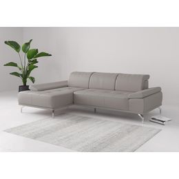 OTTO home Ecksofa &raquo;Caluna&laquo; Inkl.Sitztiefenverstellung, wahlweise mit Kopf- und Armteilverstellung grau B/H/T: 280cm x 81cm x 174cm, NaturLEDER Stoff, 