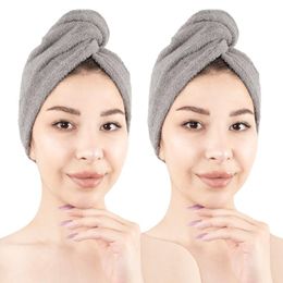 HAMMETEX Turban-Handtuch &raquo;2er Set Haarturban Damen, 100% Baumwolle, Flauschig & Schnelltrocknend&laquo; Uni-Farben, weich grau Frottier, Baumwolle B/L: 