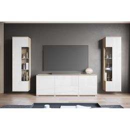 OTTO home Wohnwand &raquo;KENIA&laquo; Komplett-Set, 3 Stk. tlg. wei&szlig; Holzwerkstoff B/H/T: 270cmcm x 161cmcm x 34cmcm