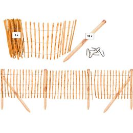 TETZNER & JENTZSCH Gartenzaun &raquo;Rollzaun Rosswell 3&laquo; 90 cm hoch, 5 Elemente f&uuml;r 25 Meter Zaun, mit 18 Pfosten beige Holzwerkstoff H/L: 90cm x 25m, Pfosten: 18 Stk.
