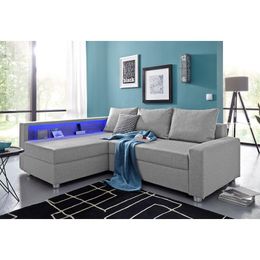 Collection AB Ecksofa &raquo;Relax L-Form, B: 223 cm&laquo; Schlaffunktion, Bettkasten, Regal & 1 Zierkissen, optional Licht grau Zierkissen: 100%Polyester;