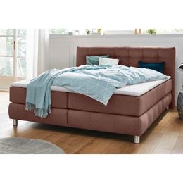 Home Affaire Boxspringbett &raquo;Salo&laquo; incl. Topper, 6 Breiten, 2 H&auml;rtegrade, TFK auch in H&auml;rtegrad 4 braun Struktur (100% Polyester);Bezug der 