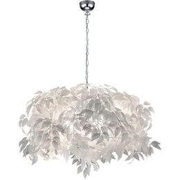 REALITY LEUCHTEN Kronleuchter &raquo;Leavy&laquo; E14 1 Stk. warmwei&szlig; - kaltwei&szlig; H&auml;ngelampe Blatt Design, Pendelleuchte exkl 4xE14 max 28W wei&szlig; 4, &Oslash; 70cm H: 150cm