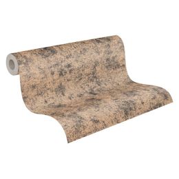 A.S. Cr&eacute;ation Vliestapete &raquo;Tapete Metallic&laquo; abstrakt gl&auml;nzend organisch glatt Tapete Putzoptik Glatt Tapeten Wohnzimmer Schlafzimmer K&uuml;che Flur B&uuml;ro beige Vinyl, 