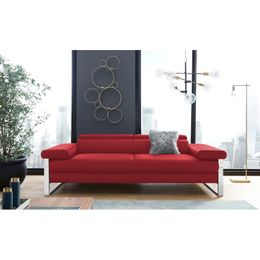 W.Schillig 2-Sitzer &raquo;finn&laquo; German Design Award 2016, Fu&szlig;gestell Chrom gl&auml;nzend, Breite 230 cm rot Flachgewebe S22 (100% Polyester);Stoff S37 (100% 