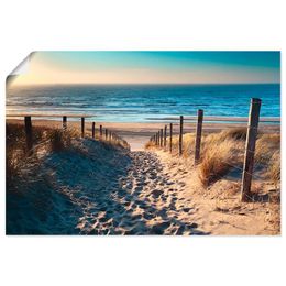 Artland Wandbild &raquo;Weg zum Nordseestrand Sonnenuntergang&laquo; Strand 1 Stk. tlg. als Alubild, Leinwandbild, Poster in verschied. Gr&ouml;&szlig;en beige B/H/T: 90cm x 60cm, 