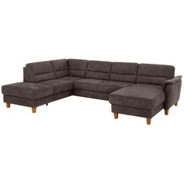 Home Affaire Wohnlandschaft &raquo;Palmera U-Form, B: 308 cm&laquo; optional Schlaffunktion & Bettkasten, Federkern braun 100% Polyester;Struktur (100% Polyester)