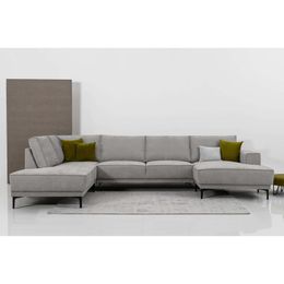 OTTO home Wohnlandschaft &raquo;OLAND Struktur fein U-Form, XXL, B: 345 cm, Skandi-Design&laquo; U-Form, 345 cm, Wellenunterfederung, Skandi-Design, Metallf&uuml;&szlig;e 
