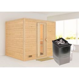 Karibu Sauna &raquo;Soraja&laquo; Set, Ofen 9 kW integr. Strg beige Saunaofen, integrierte Steuerung, 9 kW