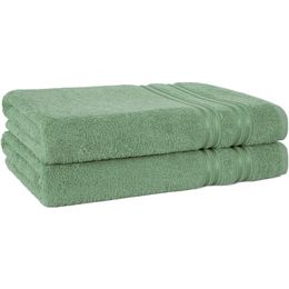 HAMMETEX Duschtuch &raquo;2er Set Badet&uuml;cher 70x140 cm, 100% Baumwolle, Weich & Saugstark&laquo; mit Bord&uuml;re, einfarbig, weich gr&uuml;n Frottier, Baumwolle B/L: 