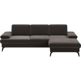 Sit & More sit&more Ecksofa &raquo;Morris L-Form, inkl. Sitztiefenverstellung&laquo; wahlweise mit Armteilverstellung, Schlaffunktion & Bettkasten grau 100% Polyester B/H/T: