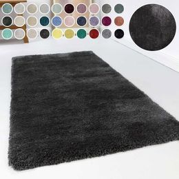 Esprit Hochflor-Teppich &raquo;Relaxx ESP-4150&laquo; rund 25 mm H&ouml;he Wohnzimmer, sehr gro&szlig;e Farbauswahl, weicher dichter Hochflor grau Kunstfaser &Oslash; 200cm 1 Stk., 25mm, 