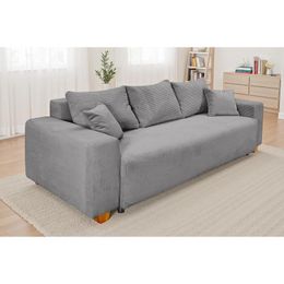 Collection AB Schlafsofa &raquo;Yves, B: 243 cm, Liegefl. 142x194 cm&laquo; Schlaffunktion, Bettkasten & 2 Zierkissen, Federkern grau 100% Polyester B/H/T: 243cm 