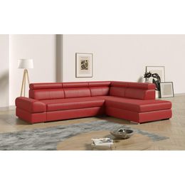 Sit & More sit&more Ecksofa &raquo;Broadway L-Form&laquo; mit verstellbaren Kopfteilen, wahlweise mit Schlaffunktion rot B/H/T: 270cm x 79cm x 213cm, NaturLEDER , Ottomane 