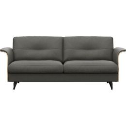 FLEXLUX 2,5-Sitzer &raquo;Glow Sofa, Couch,&laquo; Premium-Sitz: Kaltschaum & Federkern, Arml. Walnuss, Fu&szlig; Alu grau 100% Echteder B/H/T: 191cm x 81cm x 91cm, 