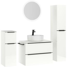 Nobilia Badm&ouml;bel-Set &raquo;Alvene&laquo; vormontiert, mit Soft-Close, 4 Stk. tlg. wei&szlig; B/H/T: 160cmcm x 172,2cmcm x 48,5cmcm, Griffe schwarz
