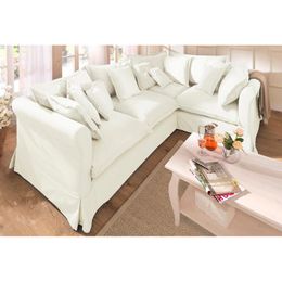 Home Affaire Ecksofa &raquo;Luise L-Form&laquo; mit vielen losen Kissen und abnehmbarer Husse beige Struktur 100% Polyester B/H/T: 275cm x 75cm x 192cm, Webstoff,