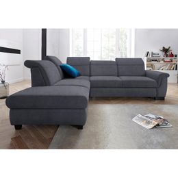 DOMO collection Ecksofa &raquo;Sully komfortables Sofa, L-Form&laquo; wahlweise mit Bettfunktion und Kopf- bzw. R&uuml;ckenverstellung grau Chenille (100% Polyester);