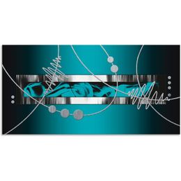 Artland Wandbild &raquo;Silber abstrakt auf petrol&laquo; Gegenstandslos 1 Stk. tlg. als Alubild, Leinwandbild, Poster in verschied. Gr&ouml;&szlig;en blau B/H/T: 150cm x 75cm, Alu-